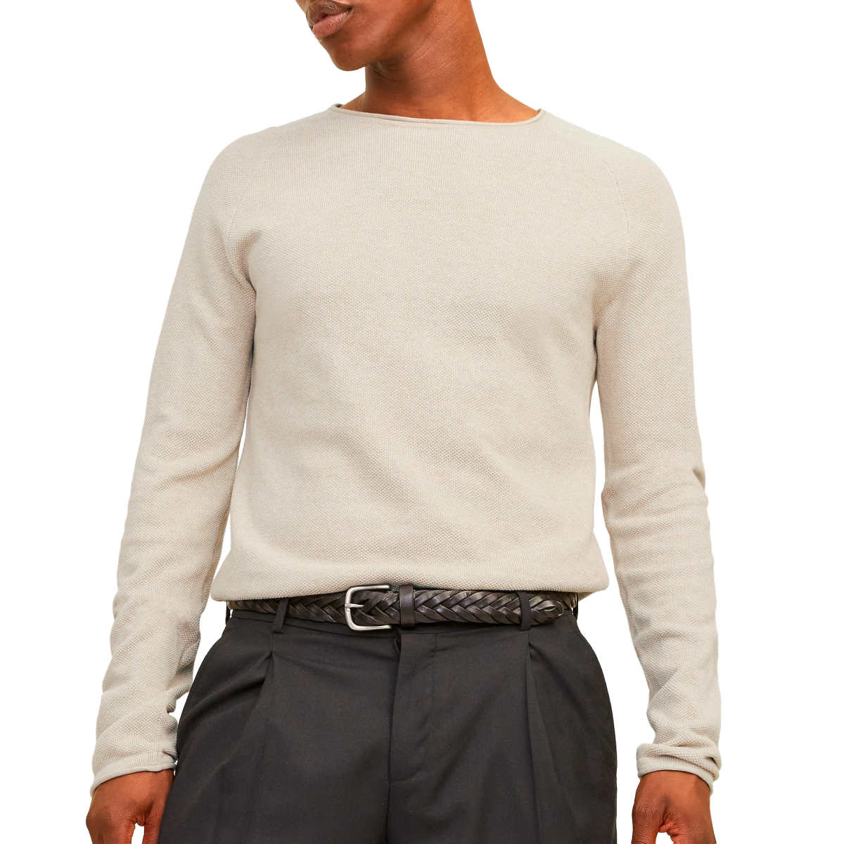 Jack & Jones Jjehill Knit Crew Neck Noos Oatmeal - 12157321-OATMEAL ...